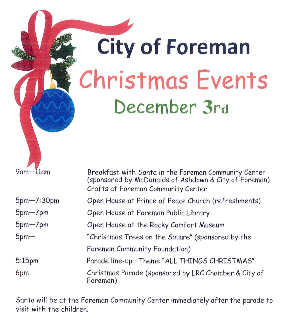 2022 Christmas Events – Foreman, Arkansas
